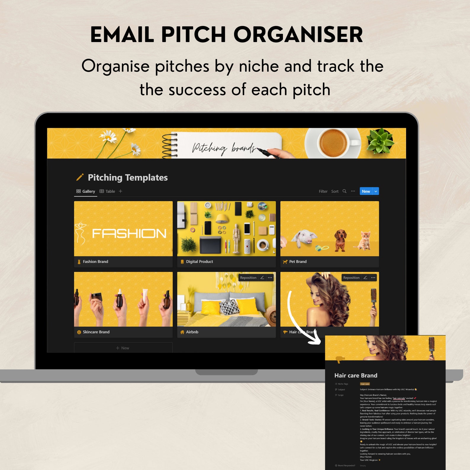 UGC Notion Template Yellow & Black - Dark Mode | UGC Notion Dashboard | Fully Integrated UGC ...