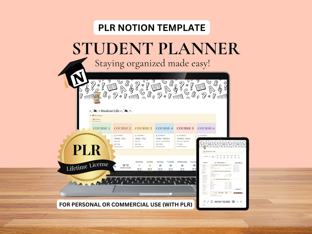 PLR Student Planner Notion Template | Best Notion PLR Notion Template for Students | Notion ...