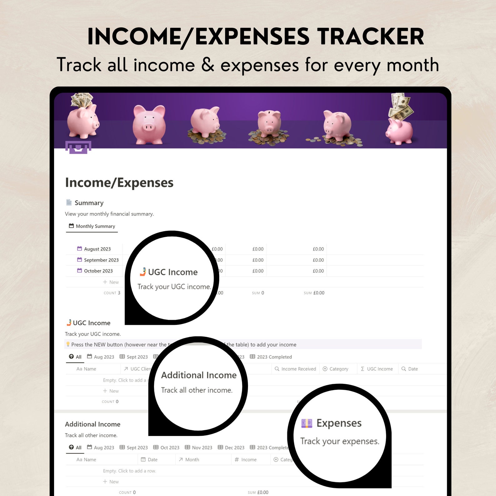 Purple UGC Notion Template Planner for UGC Creators Premium UGC Notion ...
