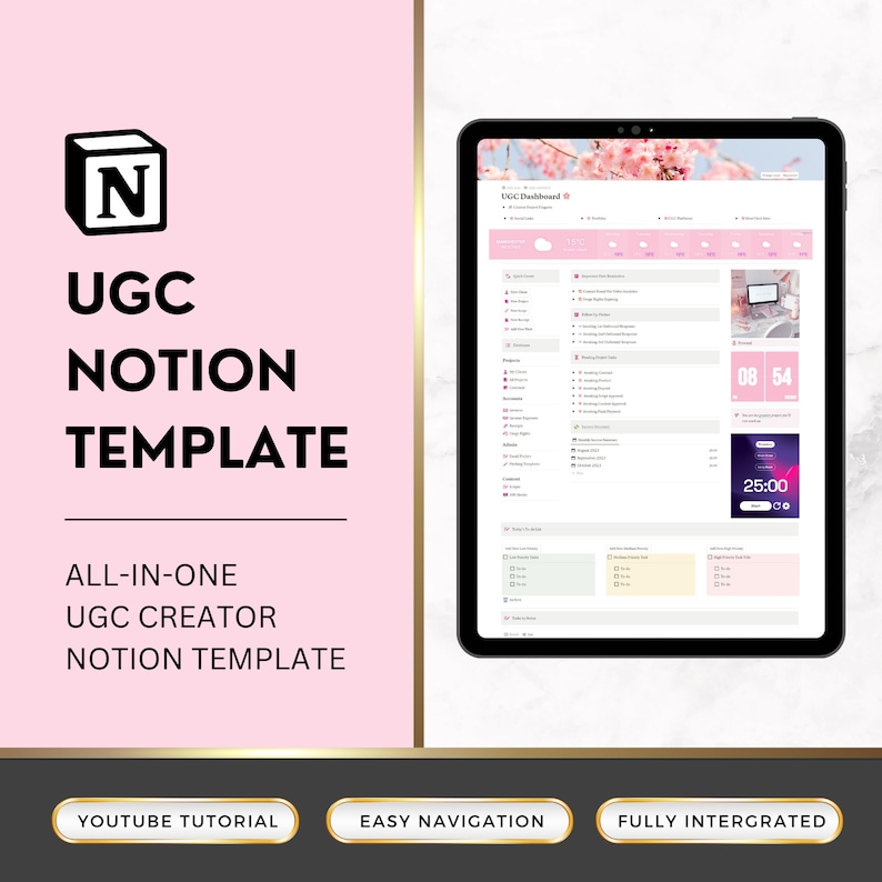 UGC Notion Template Pink | UGC Notion Dashboard | Fully Integrated UGC ...