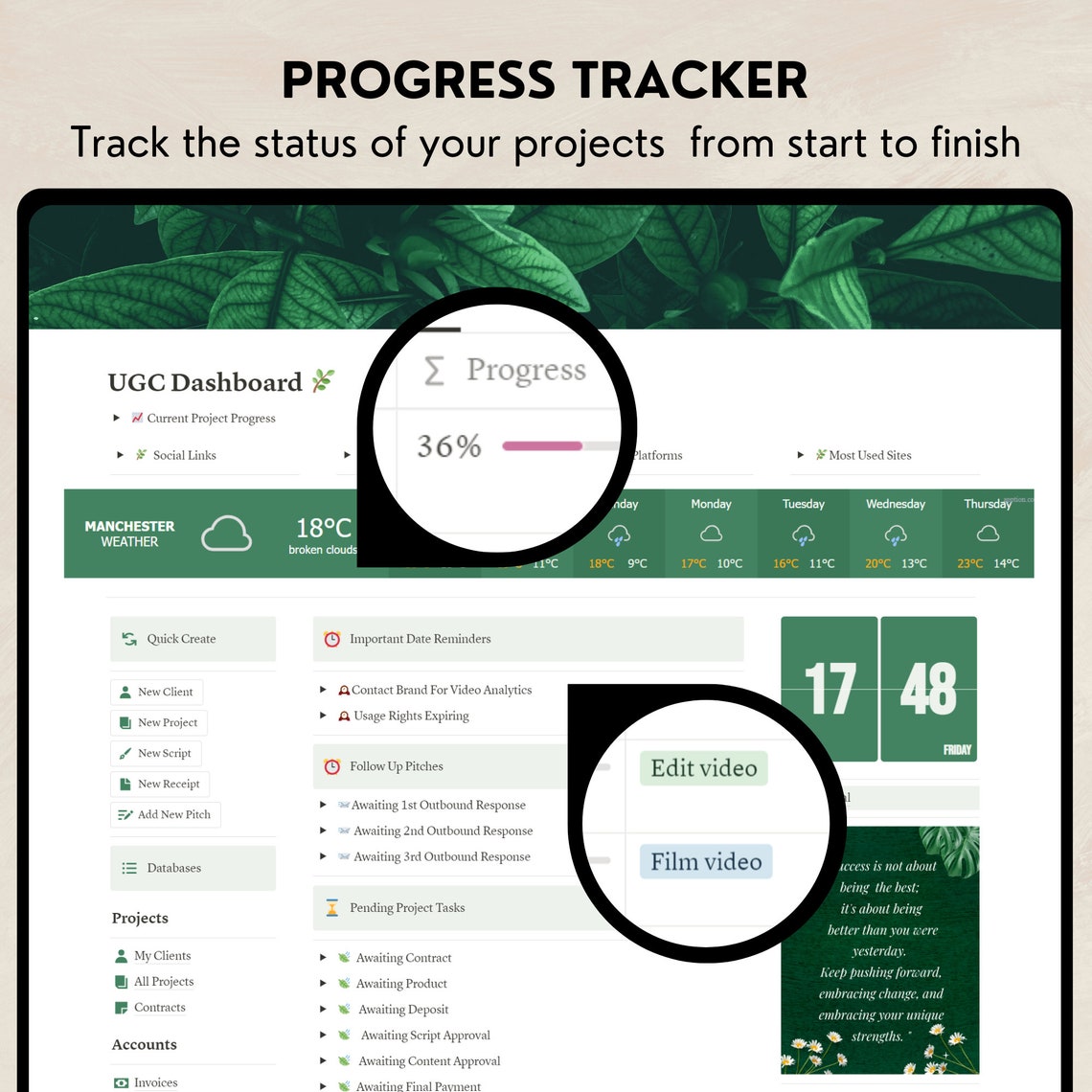 Premium UGC Notion Template Green UGC Notion Template Planner for UGC ...