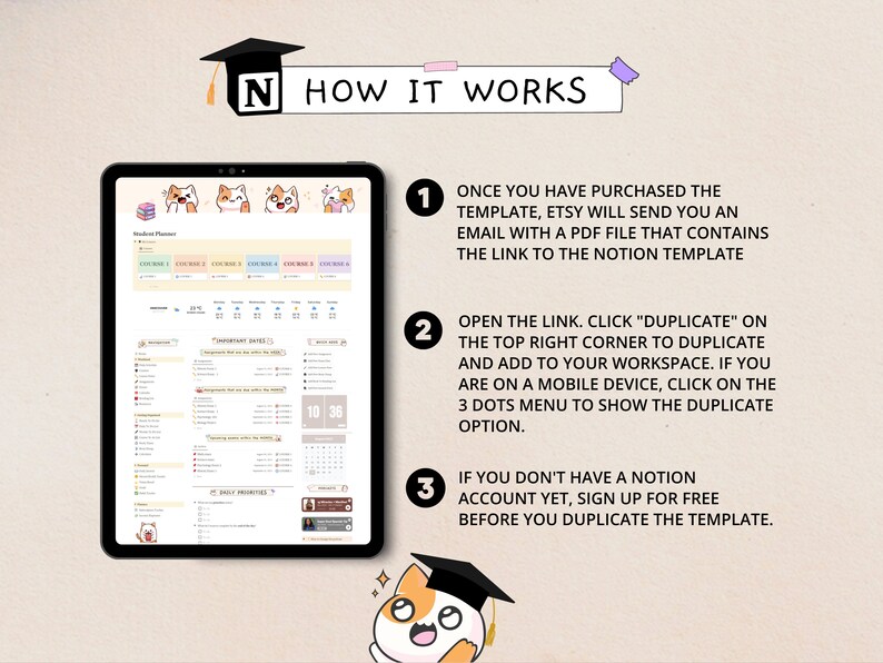 Notion Template Student Planner | Notion Academic Planner, School ...
