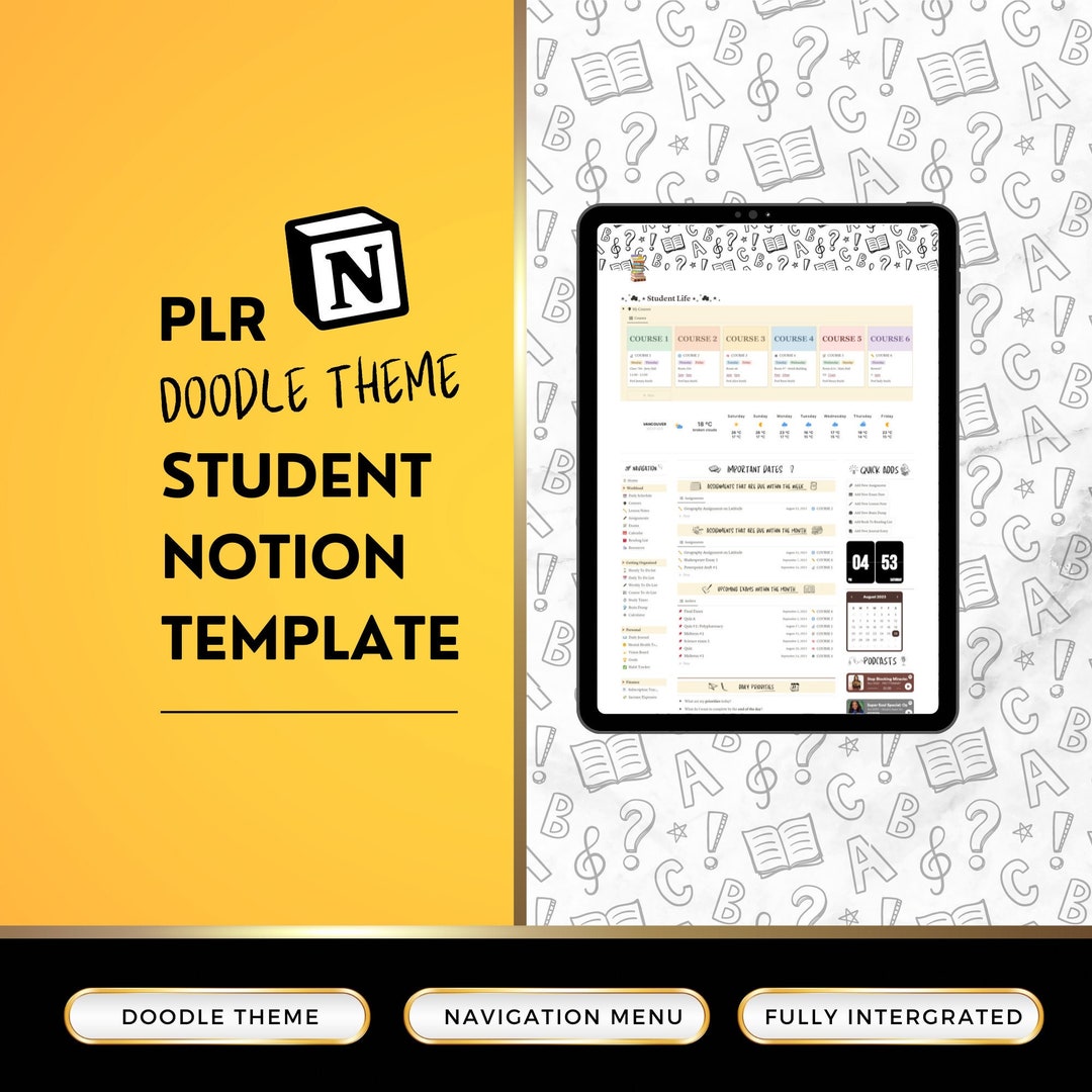 PLR Student Planner Notion Template | PLR Notion Template for Students | Plr Notion Template ...