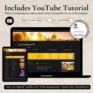 UGC Notion Template Yellow & Black - Dark Mode | UGC Notion Dashboard | Fully Integrated UGC ...