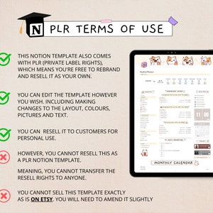 PLR Student Planner Notion Template PLR Notion University Template Notion Student Planner PLR ...