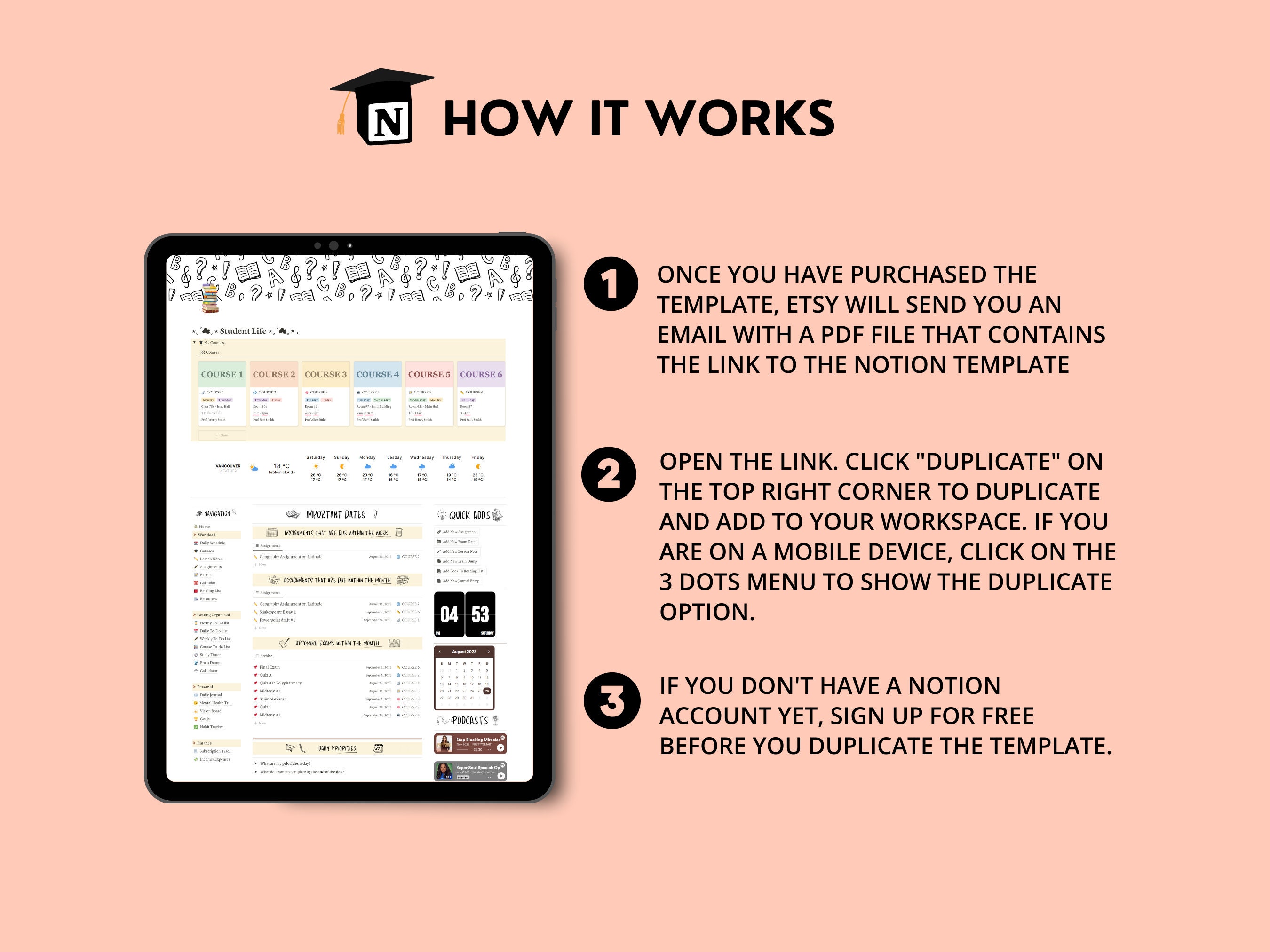 PLR Student Planner Notion Template | Best Notion PLR Notion Template for Students | Notion ...