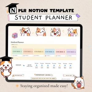 PLR Student Planner Notion Template PLR Notion University Template Notion Student Planner PLR ...