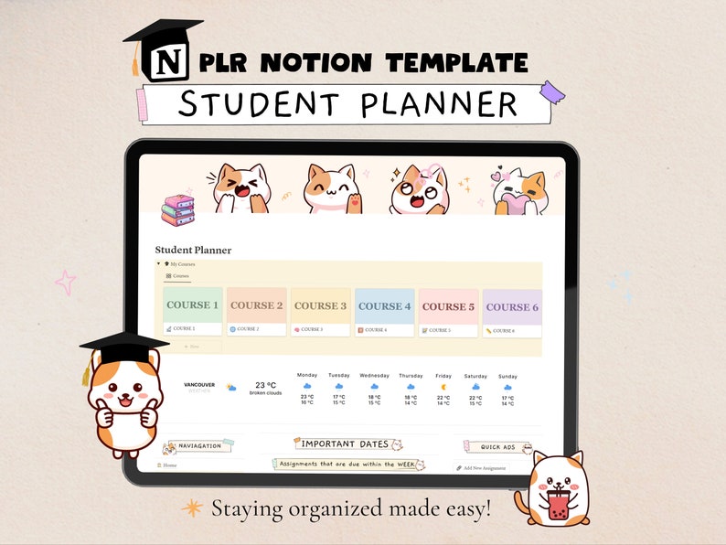 PLR Student Planner Notion Template PLR Notion University Template Notion Student Planner PLR ...