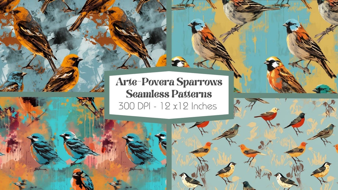 8 Arte-povera Sparrows Patterns ~ Perfect for Arts and Crafts ...