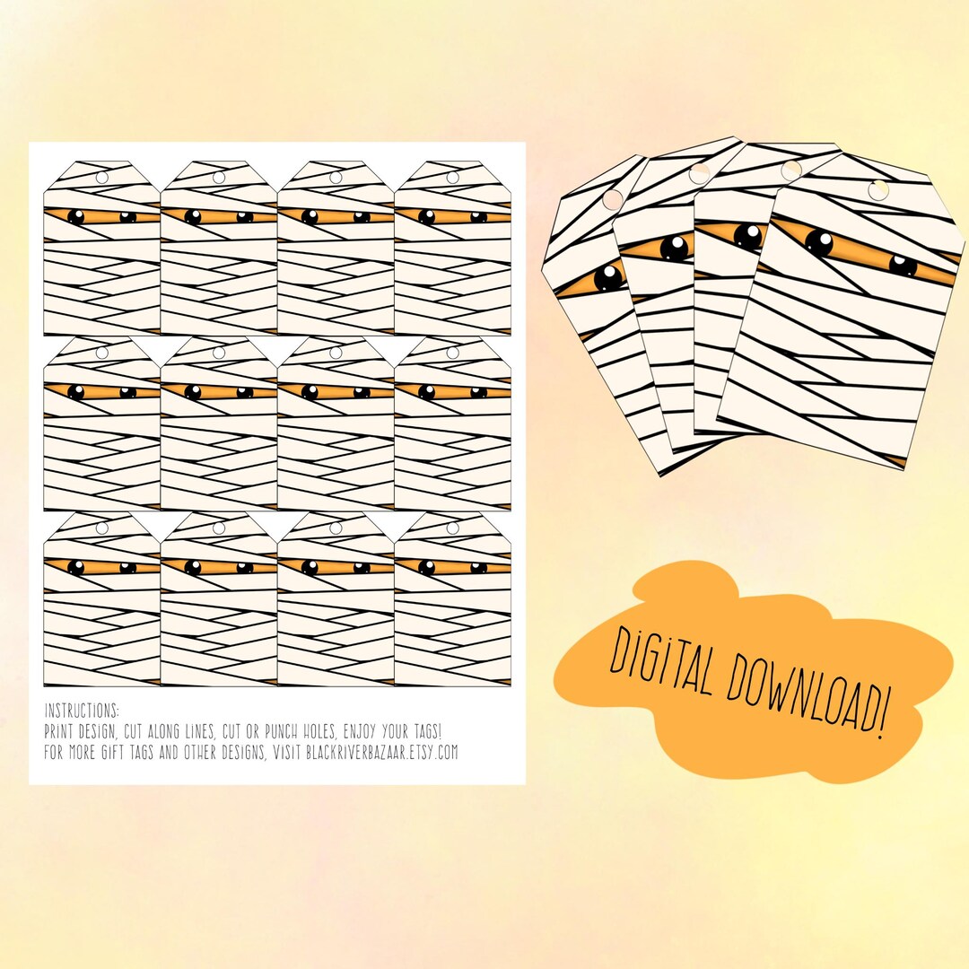 Printable Gift Tags Kawaii Mummy Design Great for Trick or Treat ...