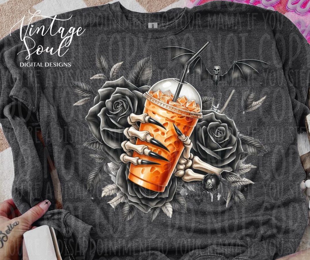 Skelly Hand Pumpkin Spice PNG, SUBLIMATION, UVDTF - Etsy