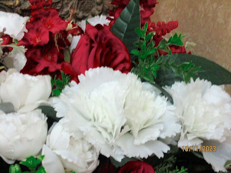 X Large White and Red Real Touch Peony Flowers Arrangement - Etsy