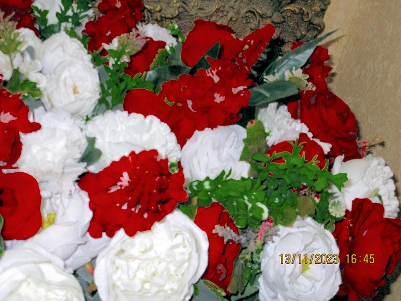 X Large White and Red Real Touch Peony Flowers Arrangement - Etsy