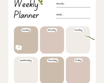 Minimalist Weekly Planner, Printable Digital File, PDF - Etsy