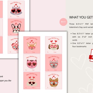 Cats and Dogs Valentine's Day Cards and Bookmarks for Kids, Printable ...