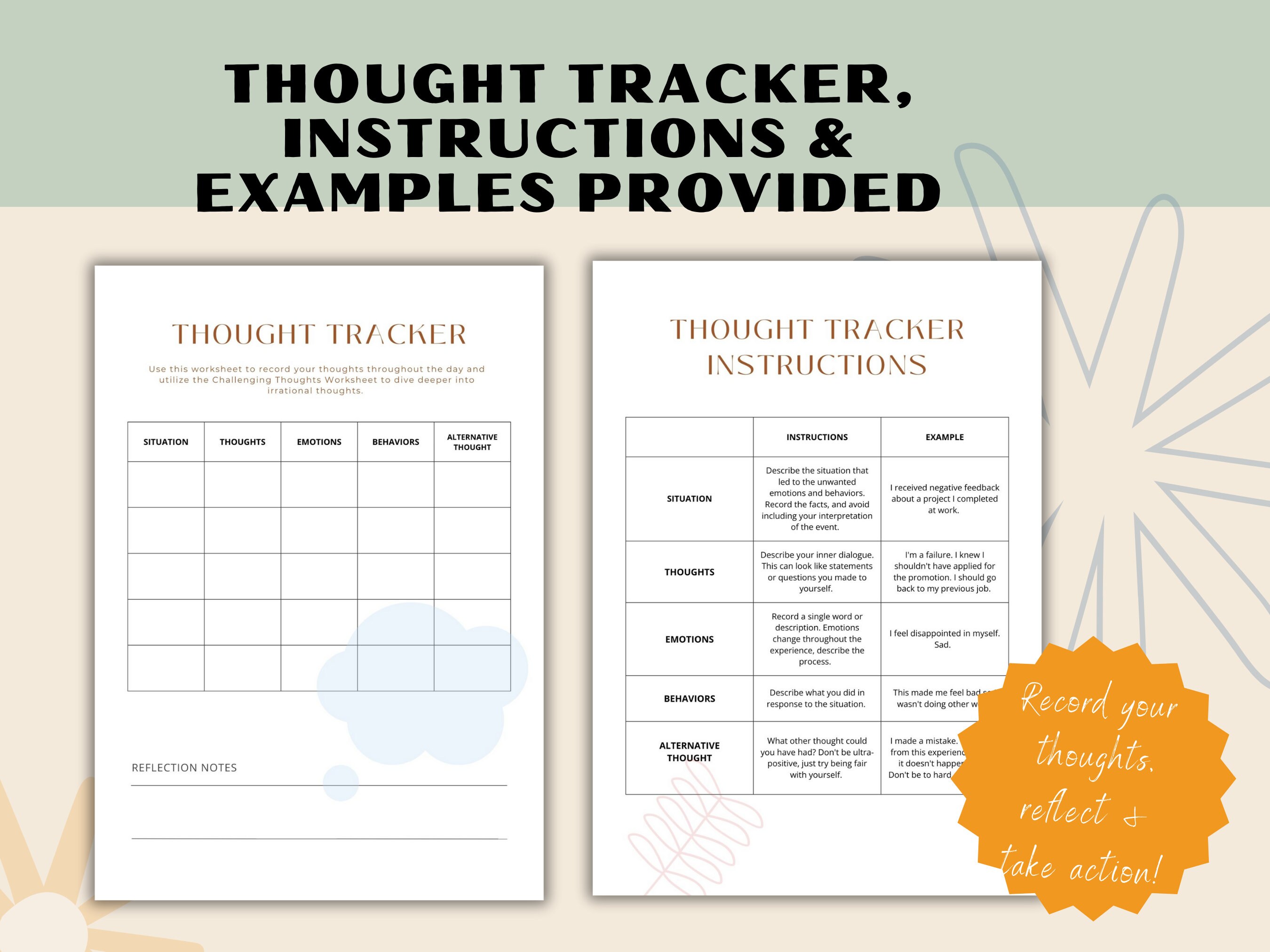 Challenge Negative Thoughts Worksheets, Think Positive, Change the Way ...