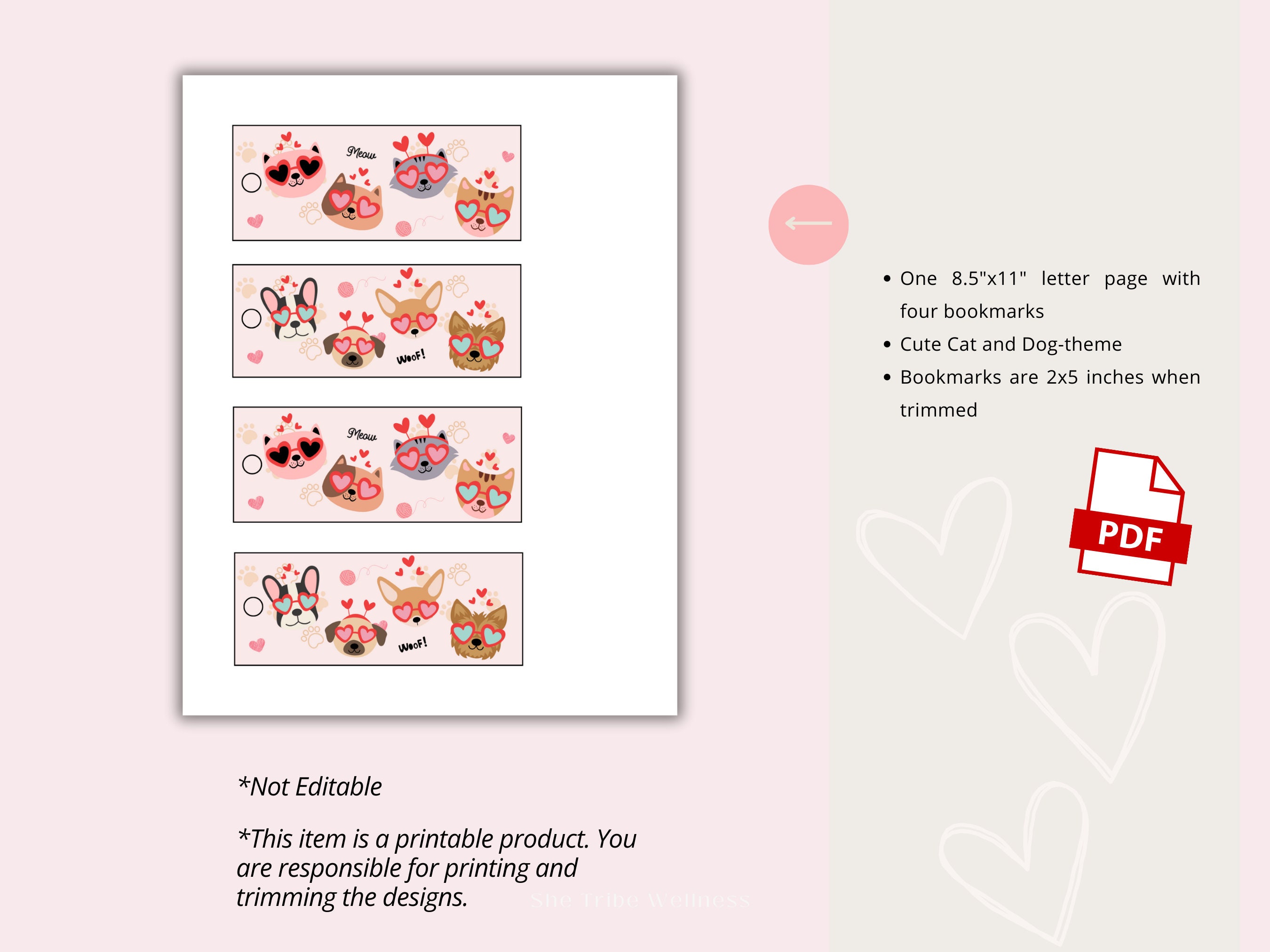 Cats and Dogs Valentine's Day Cards and Bookmarks for Kids, Printable ...
