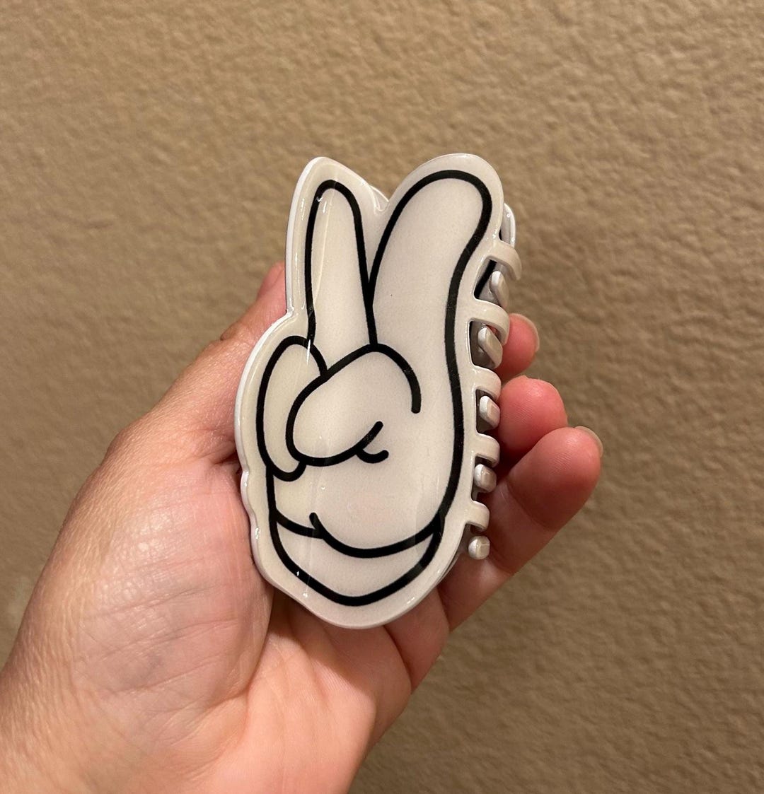 Mickey Peace Sign Claw Clip - Etsy