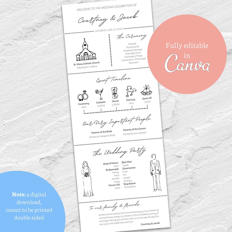 Fun Wedding Infographic Template - Digital Download, Instant, Editable ...