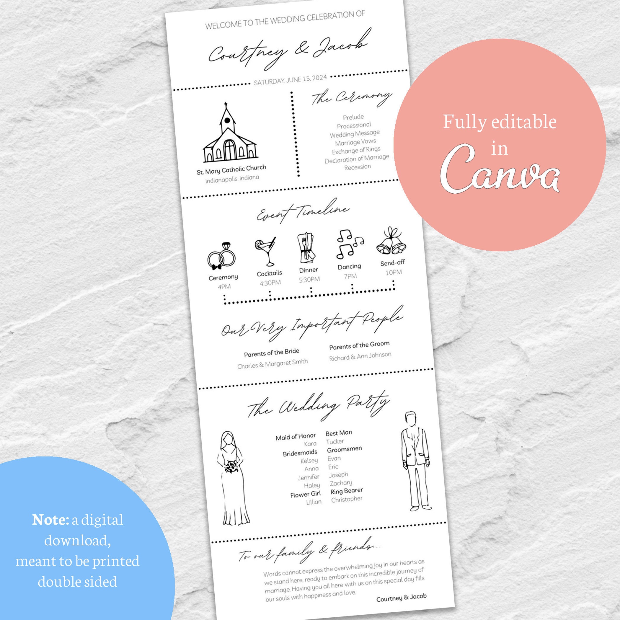 Fun Wedding Infographic Template - Digital Download, Instant, Editable ...