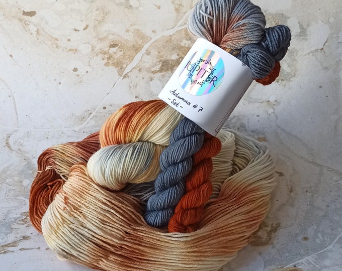 Sock Yarn Set With Minis Merino Superwash Wool Autumn Beige Brown Grey ...