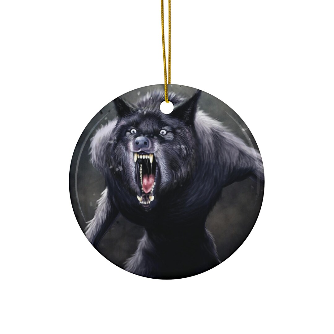Scary Werewolf Halloween Christmas Ceramic Ornament, 4 Shapes - Etsy