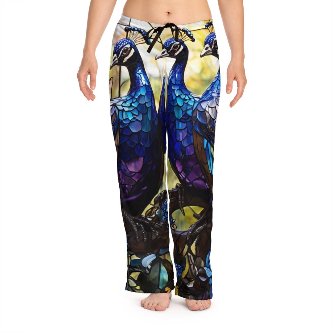 Three Peacocks Stained Glass Look Women's Pajama Pants (AOP) - Etsy
