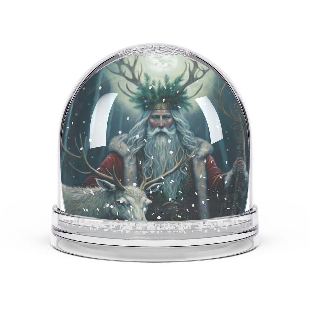 The Horned God or the Holly King With White Reindeer Yuletide Snow ...