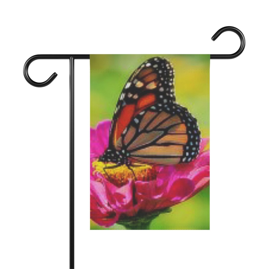 Monarch Butterfly Zinnia Flags Valentine's Garden & House Banner - Etsy