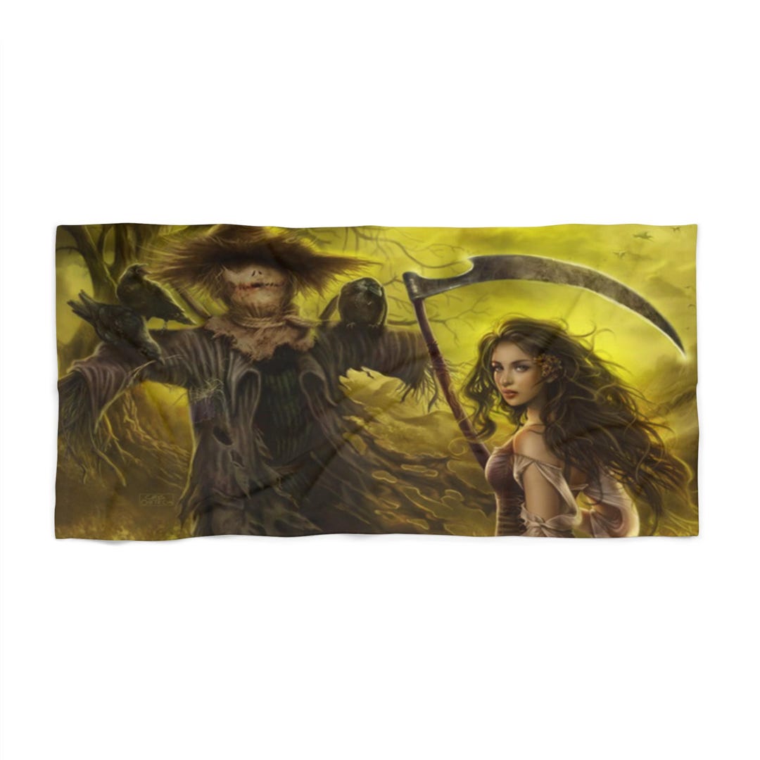 Beautiful Witch and Scary Scarecrow Samhain Halloween Body or Beach ...