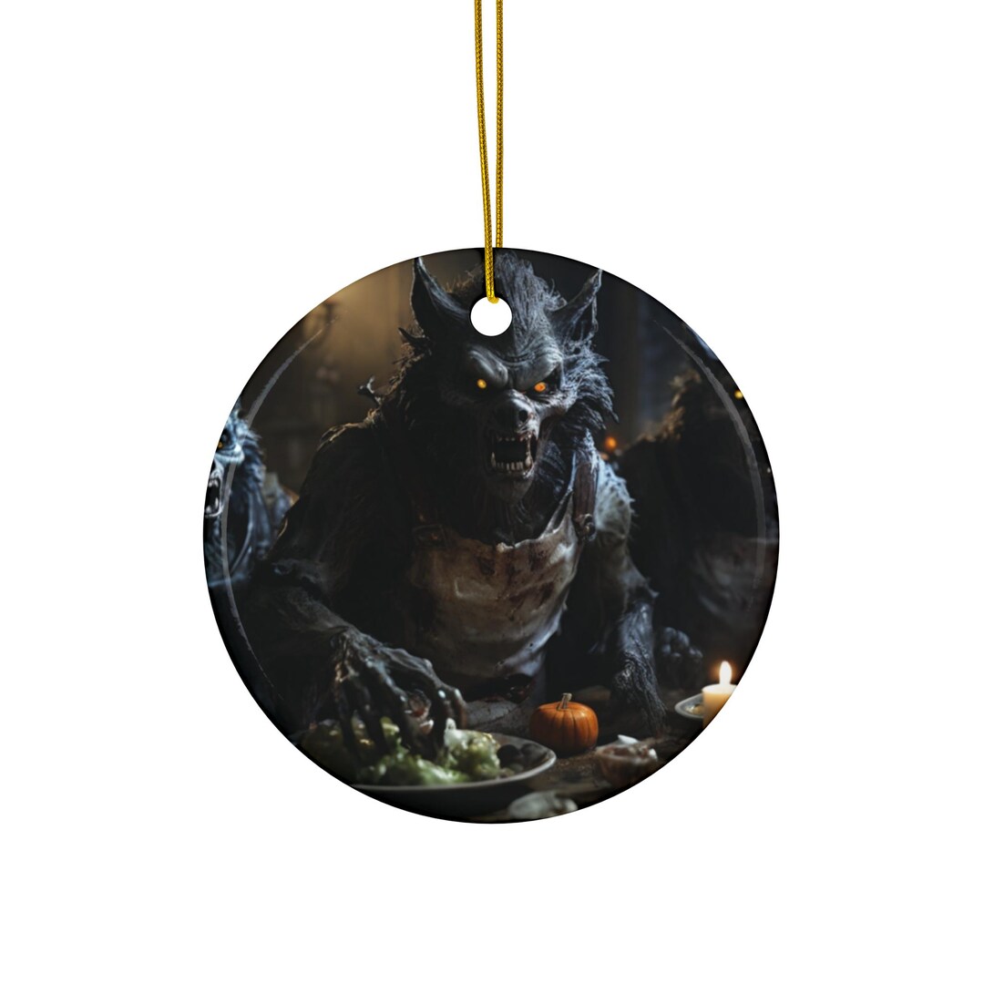 Werewolf Candles Pumpkins Halloween Christmas Ceramic Ornament, 4 ...