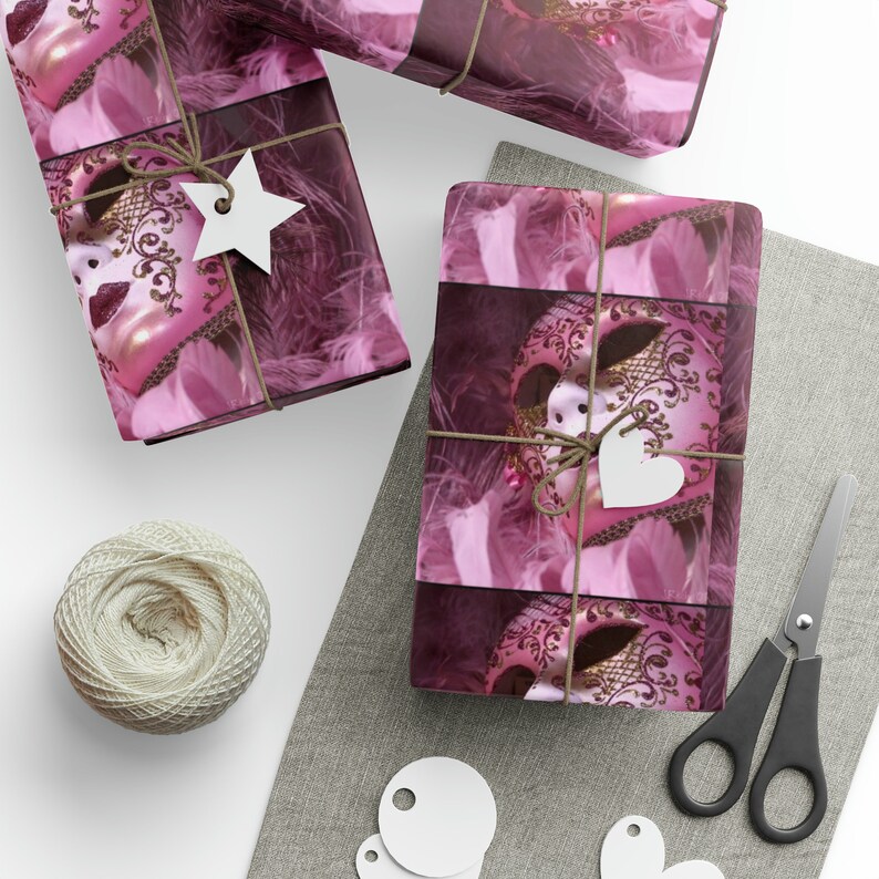 Pink Mardi Gras Masquerade Mask Birthday Wrapping Papers - Etsy