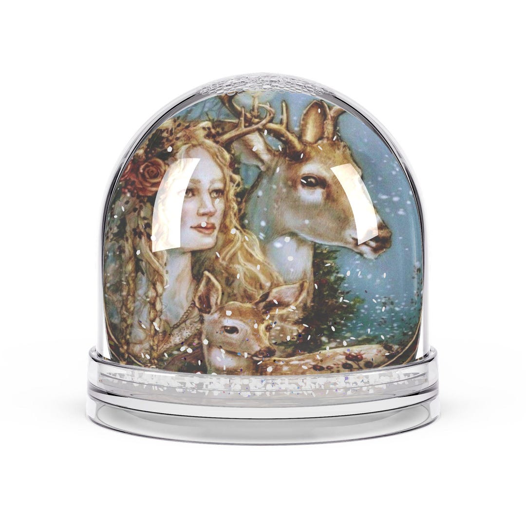 Horned Goddess With Deer Yuletide Snow Globe - Etsy