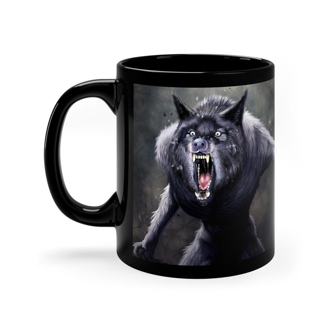 Scary Screaming Werewolf Halloween Black Coffee Mug, 11oz - Etsy