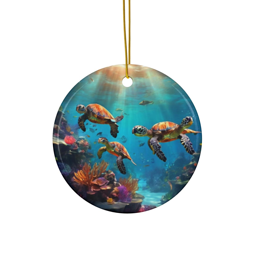 Sea Turtles Christmas Ceramic Ornament, 4 Shapes - Etsy
