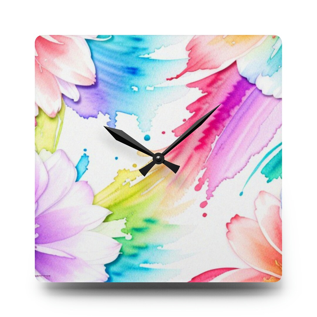 Acrylic Wall Clock. Watercolor - Etsy