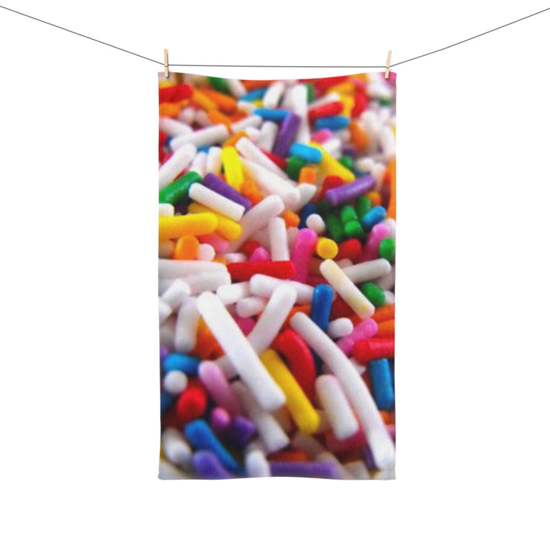 Colorful Sprinkles Hand Towel for Kitchen & Bath, Fun Gift for Bakers ...