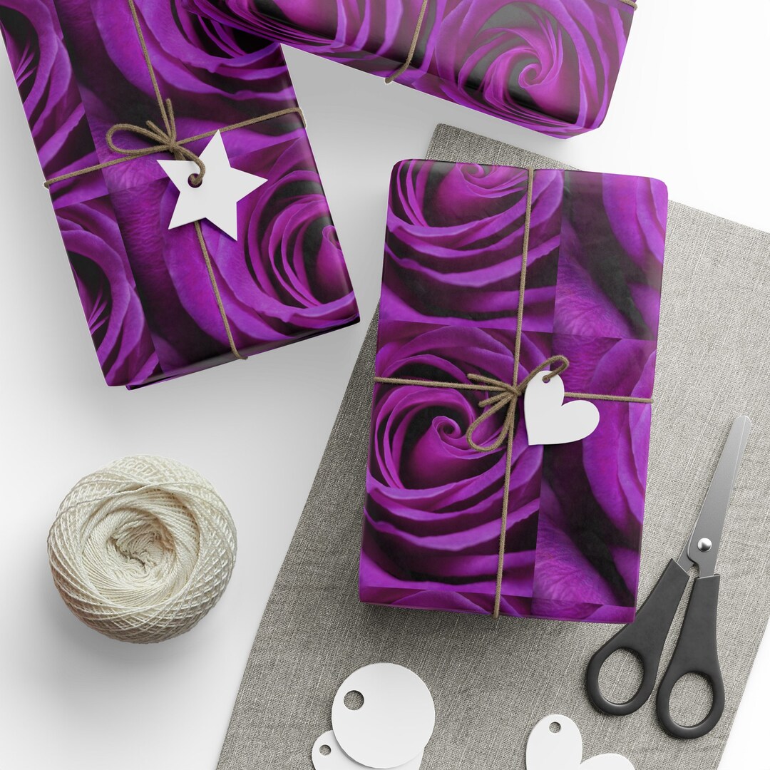 Dark Purple Roses Flowers Wrapping Papers - Etsy UK