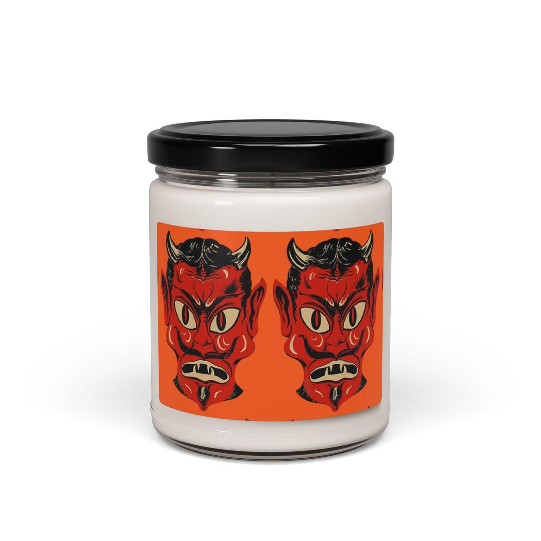 Vintage Devil Face Halloween Scented Soy Candle, 9oz - Etsy
