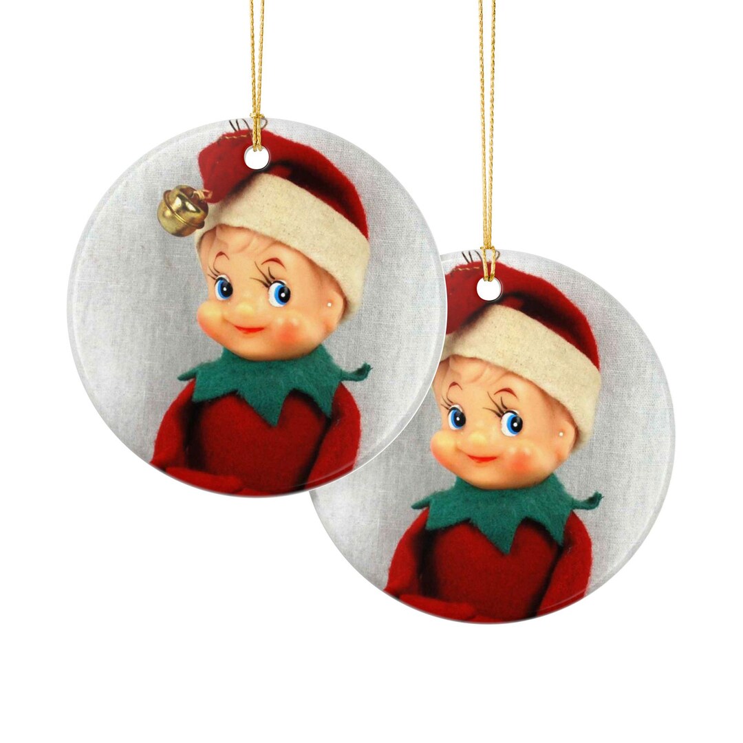 Vintage Classic Elf Christmas Yuletide Ceramic Ornaments (2-side Print ...