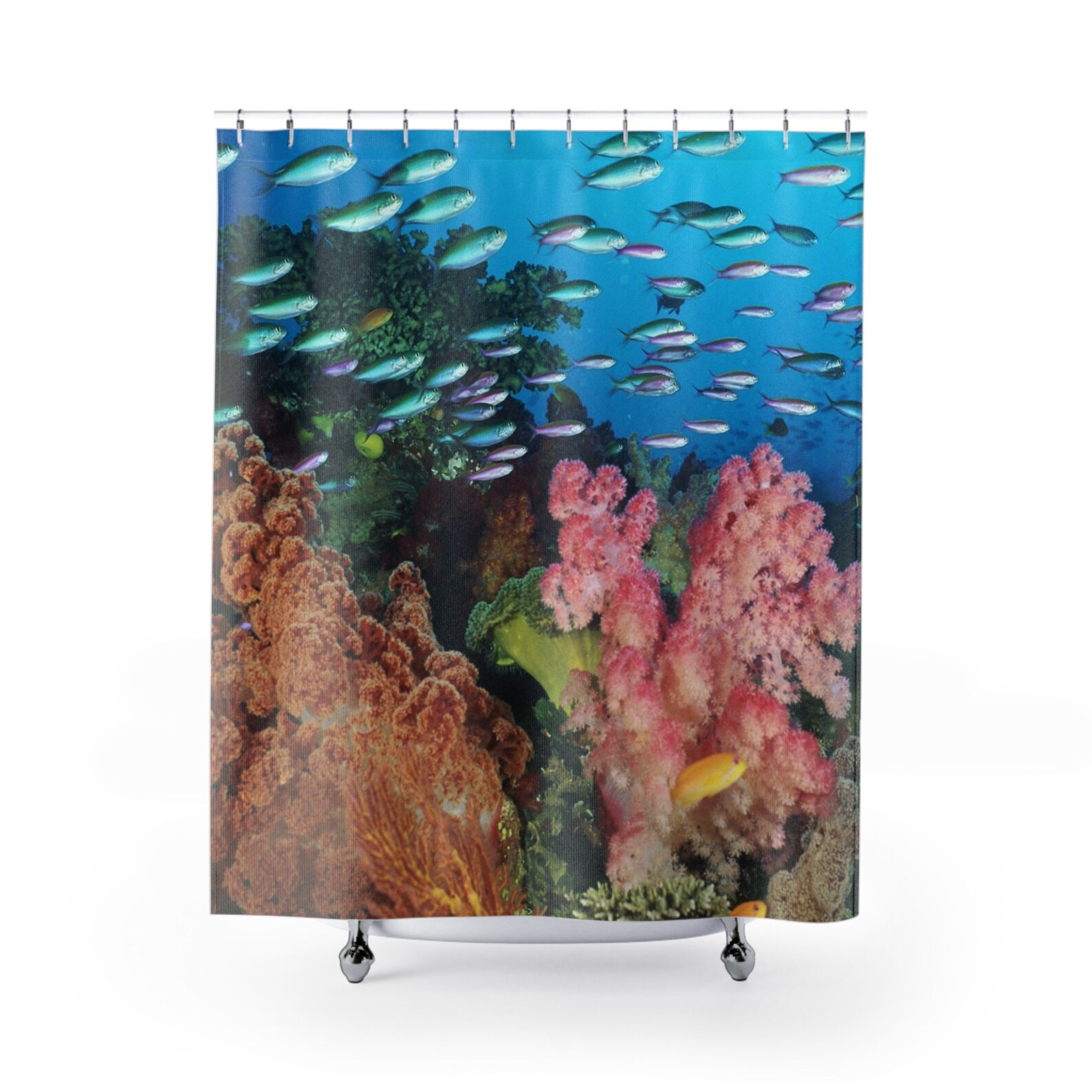 Pink Coral Fish Shower Curtains - Etsy
