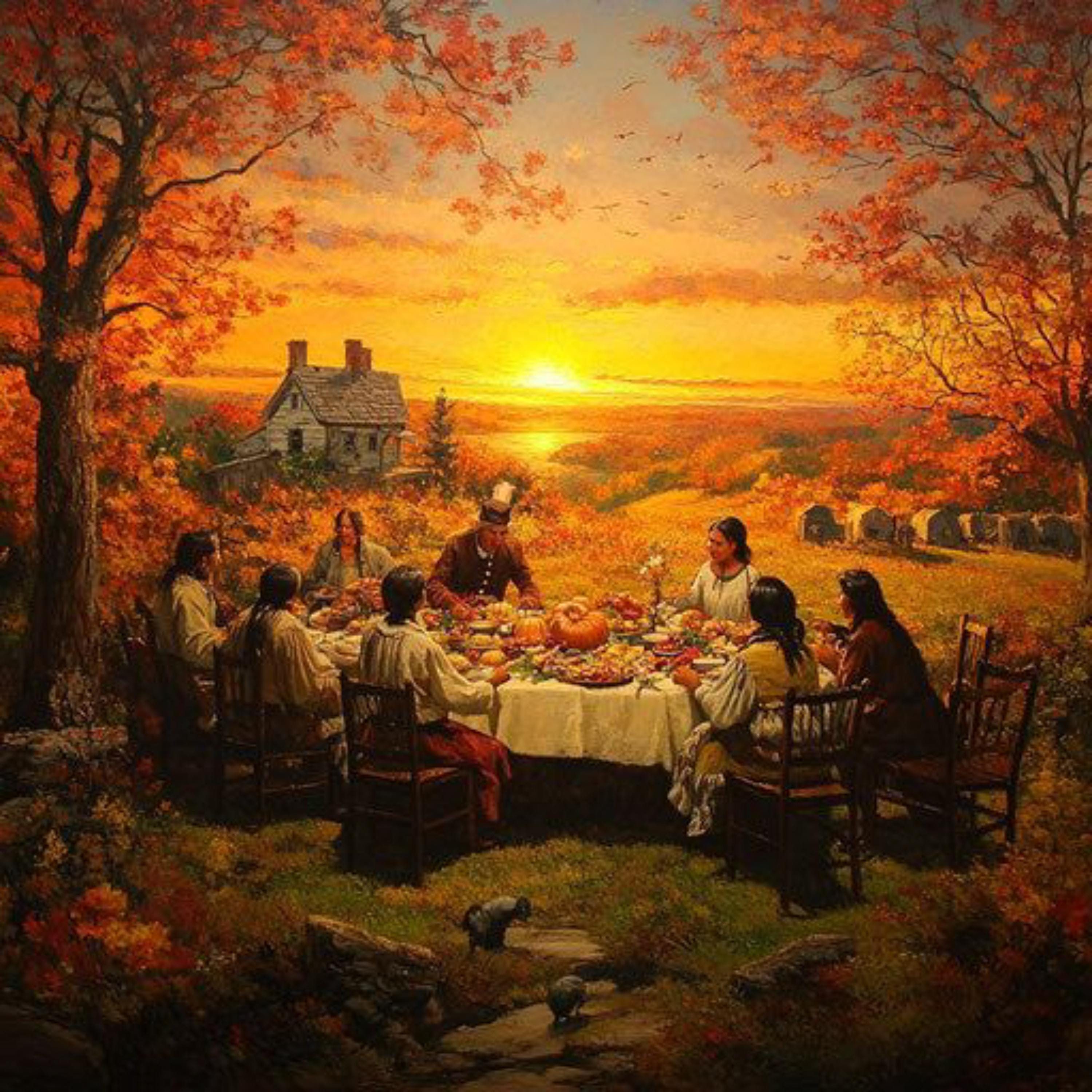 Vintage Sunset Outdoor Thanksgiving Dinner Cut Out - Etsy
