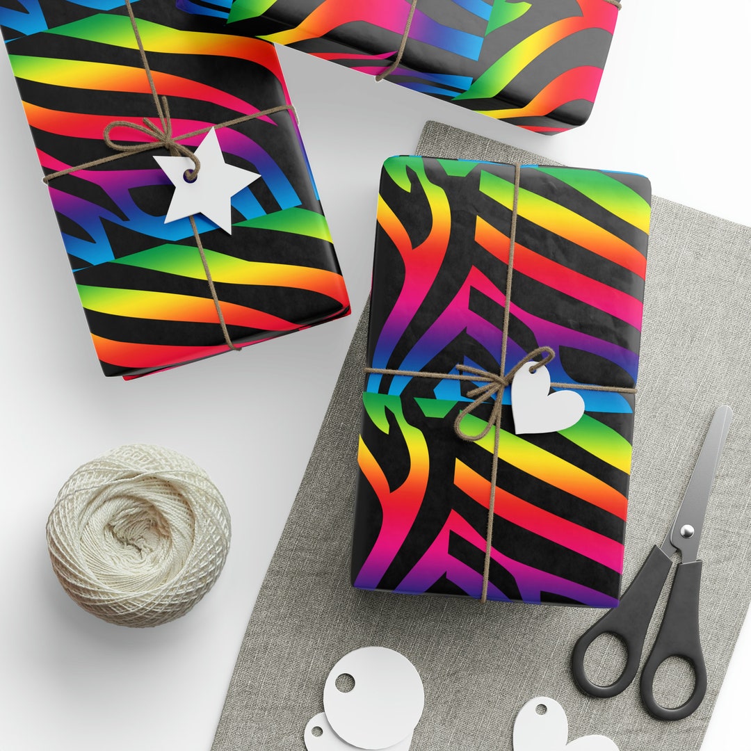 Rainbow Tiger or Zebra Stripes Birthday Wrapping Papers - Etsy