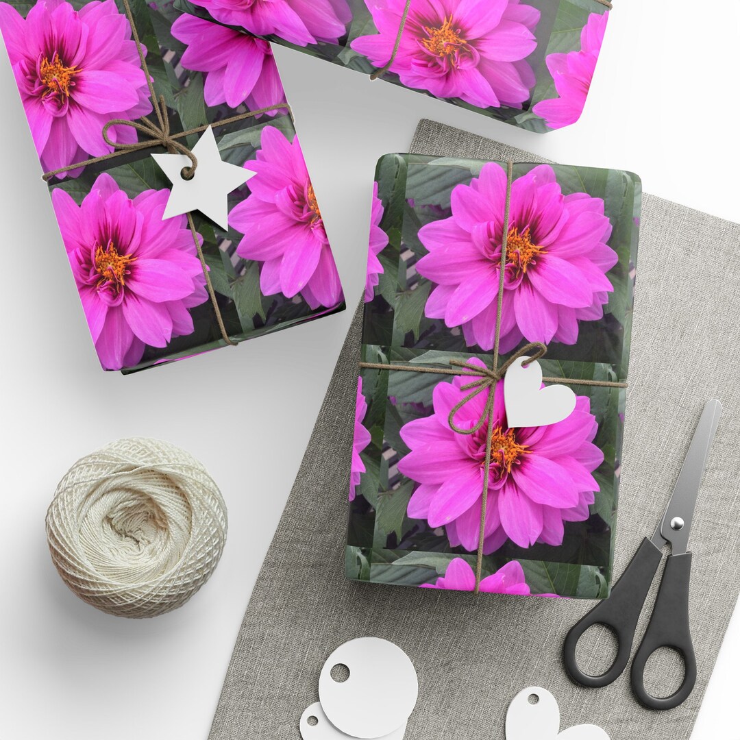 Fuchsia Border Dahlias Flowers Wrapping Papers - Etsy