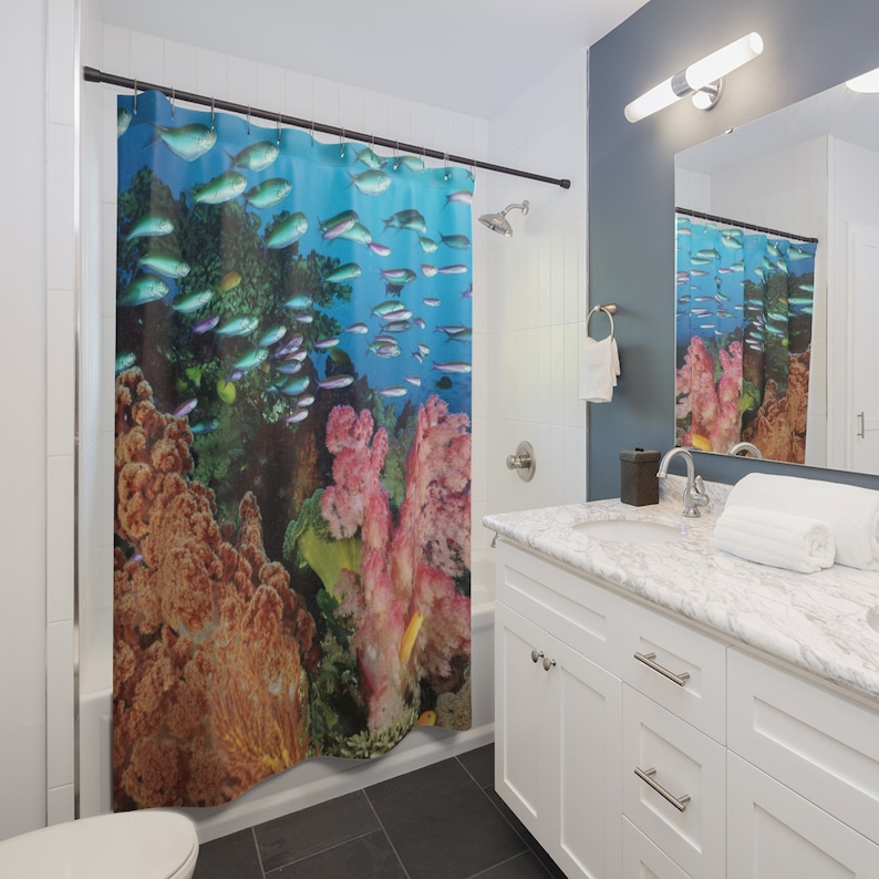 Pink Coral Fish Shower Curtains - Etsy