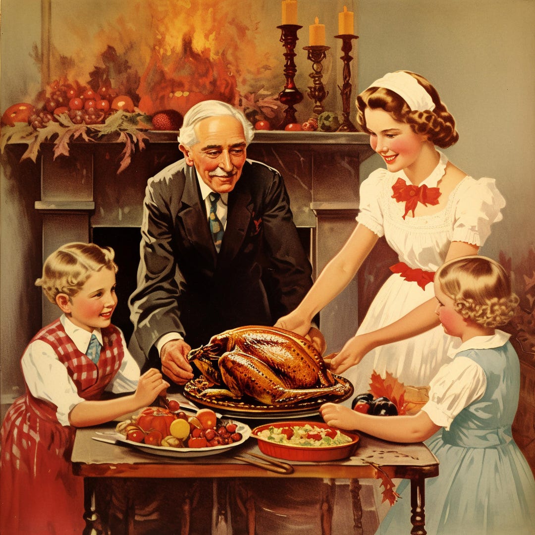 Vintage 1950s Thanksgiving Dinner With Grandpa Cut Out - Etsy