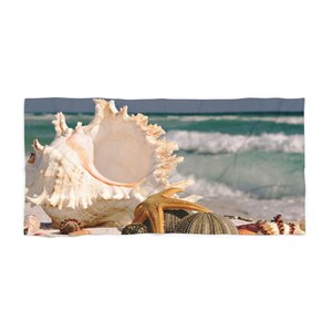 Large and Small Seashells Ocean Waves Beach Towel - Etsy