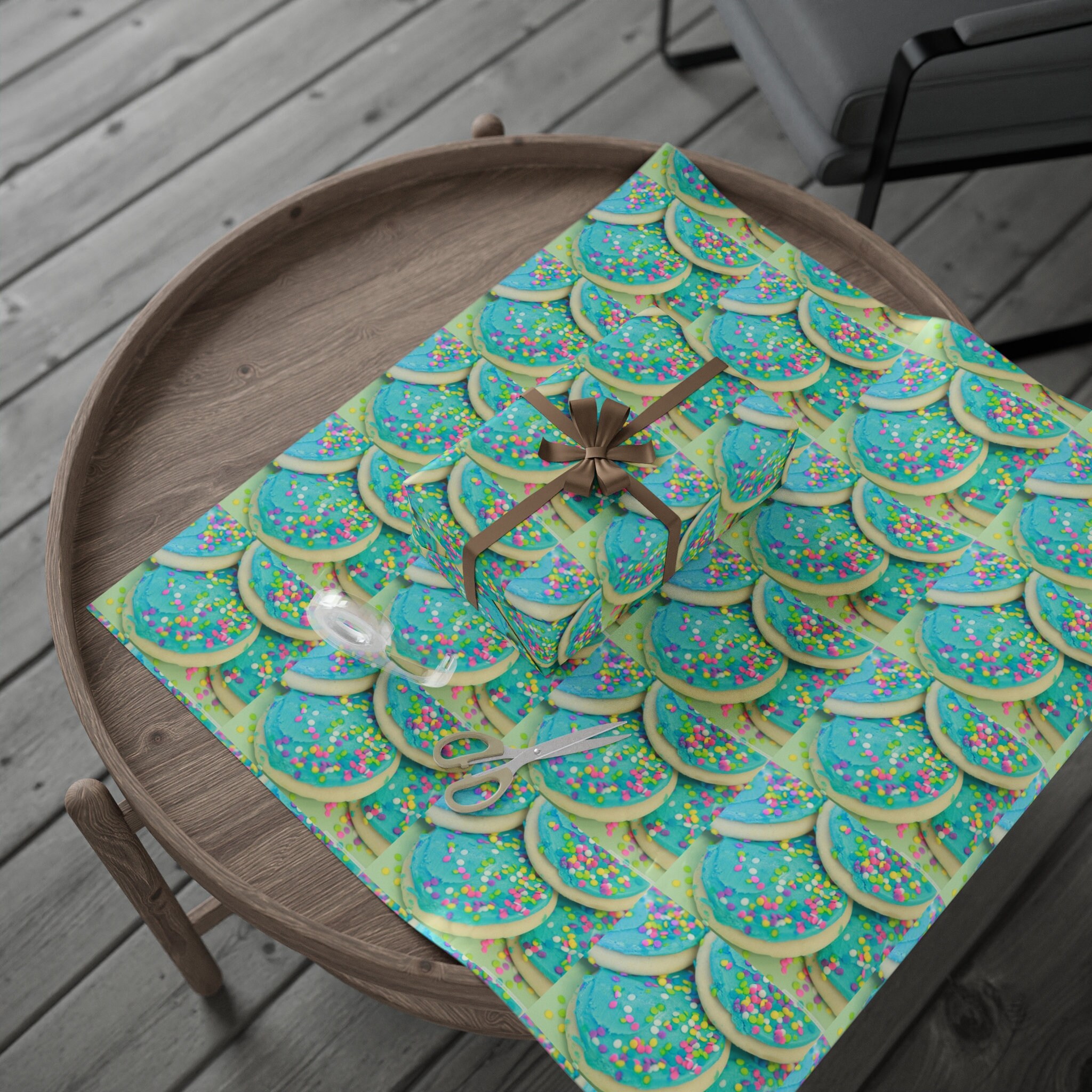 Blue Sugar Cookies With Candy Confetti Birthday Wrapping Papers - Etsy
