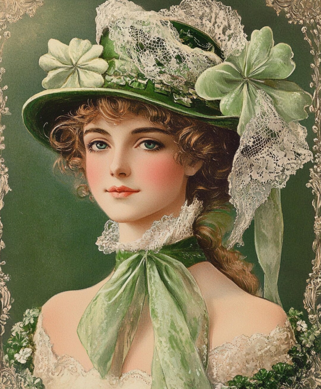 Pretty Irish Girl in Victorian Clothing St. Patrick's Day Cut Out ...