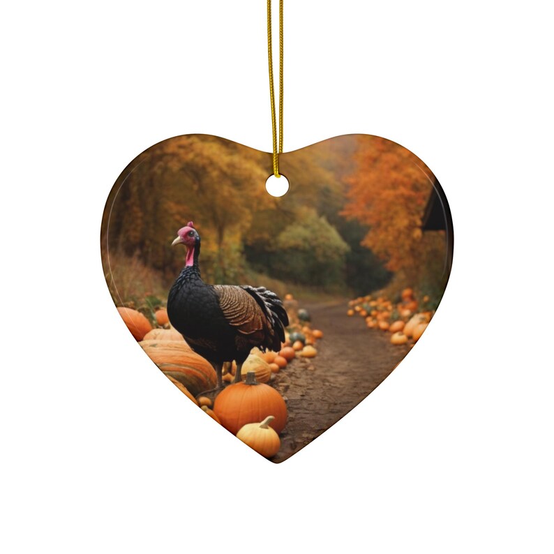 Wild Turkey Pumpkins Pathway Thanksgiving Christmas Ceramic Ornament, 4 ...